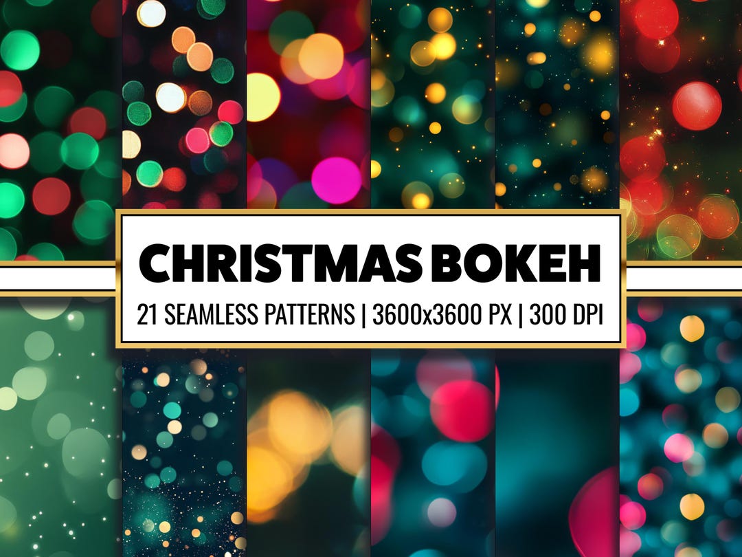 Christmas Bokeh Digital Paper: Red, Green, Gold Seamless Patterns ...