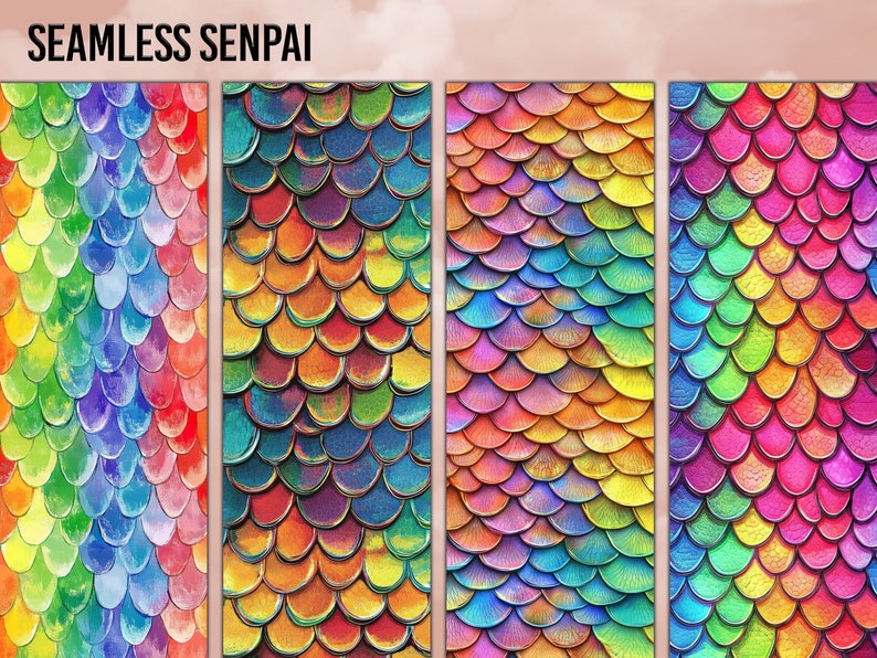 Mermaid Scales Digital Paper Rainbow Fabric Seamless Pattern Summer ...