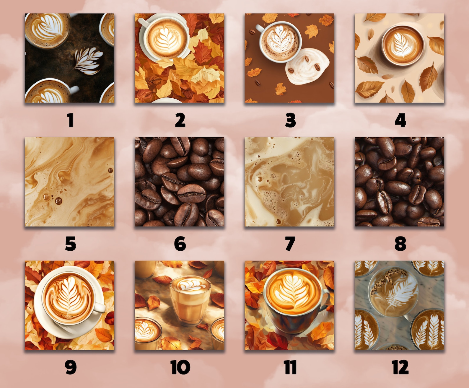 Cafe Latte Digital Paper Pack, Fall Late Printable Paper, Seamless ...