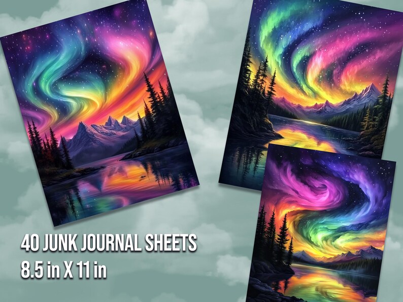 Aurora Borealis Digital Paper: Fantasy Scrapbook Backgrounds (digital ...