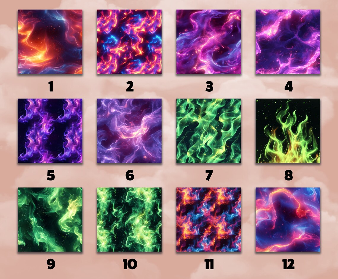 Neon Fire Digital Paper: Rainbow Flame Texture Pack (PNG) - Etsy