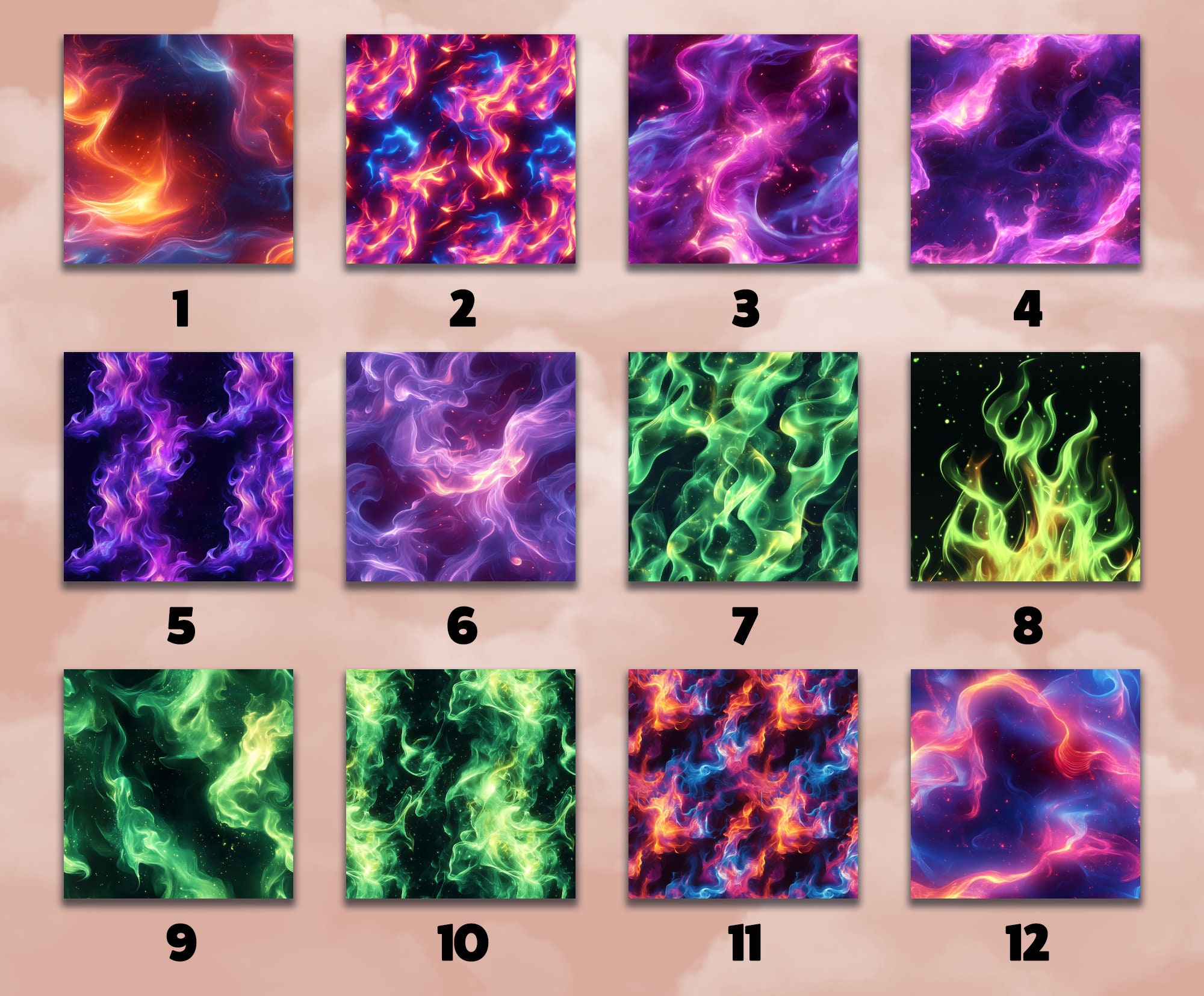 Neon Fire Digital Paper: Rainbow Flame Texture Pack (PNG) - Etsy