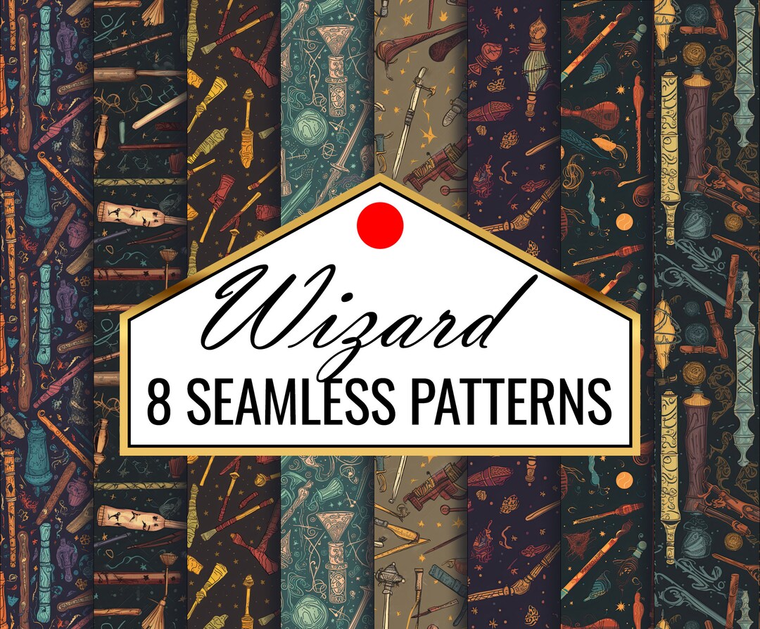 Wizardry Digital Paper, Seamless Fantasy Backgrounds, Wizard Clipart ...