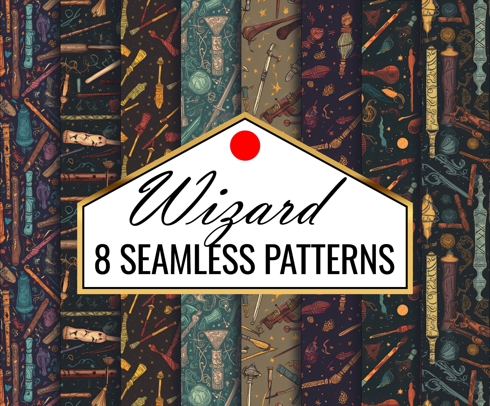 Wizardry Digital Paper, Seamless Fantasy Backgrounds, Wizard Clipart ...