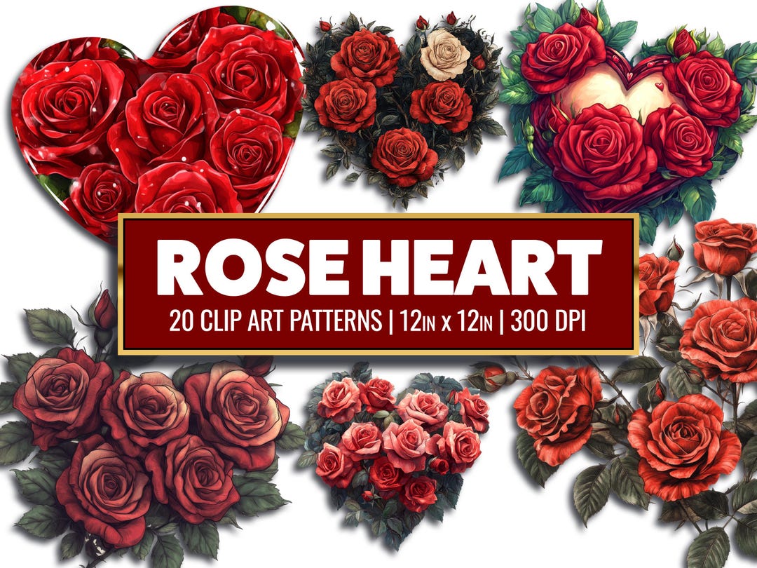 Red Rose Heart Clipart Flower Heart Clip Art Valentine's Day Flower ...