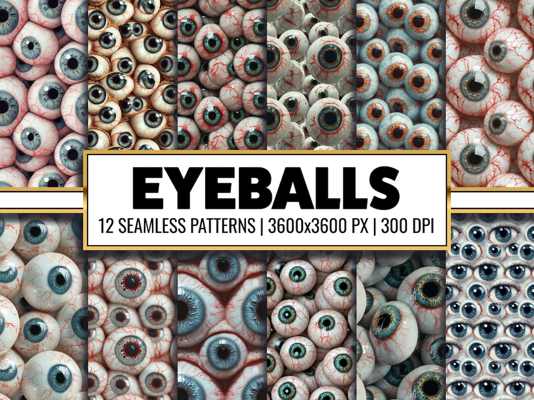 Eyeball Digital Paper: 12 Halloween Seamless Patterns (PNG) - Etsy