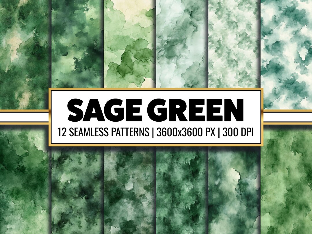 Green Watercolor Digital Paper: Seamless Wedding Scrapbook Patterns ...