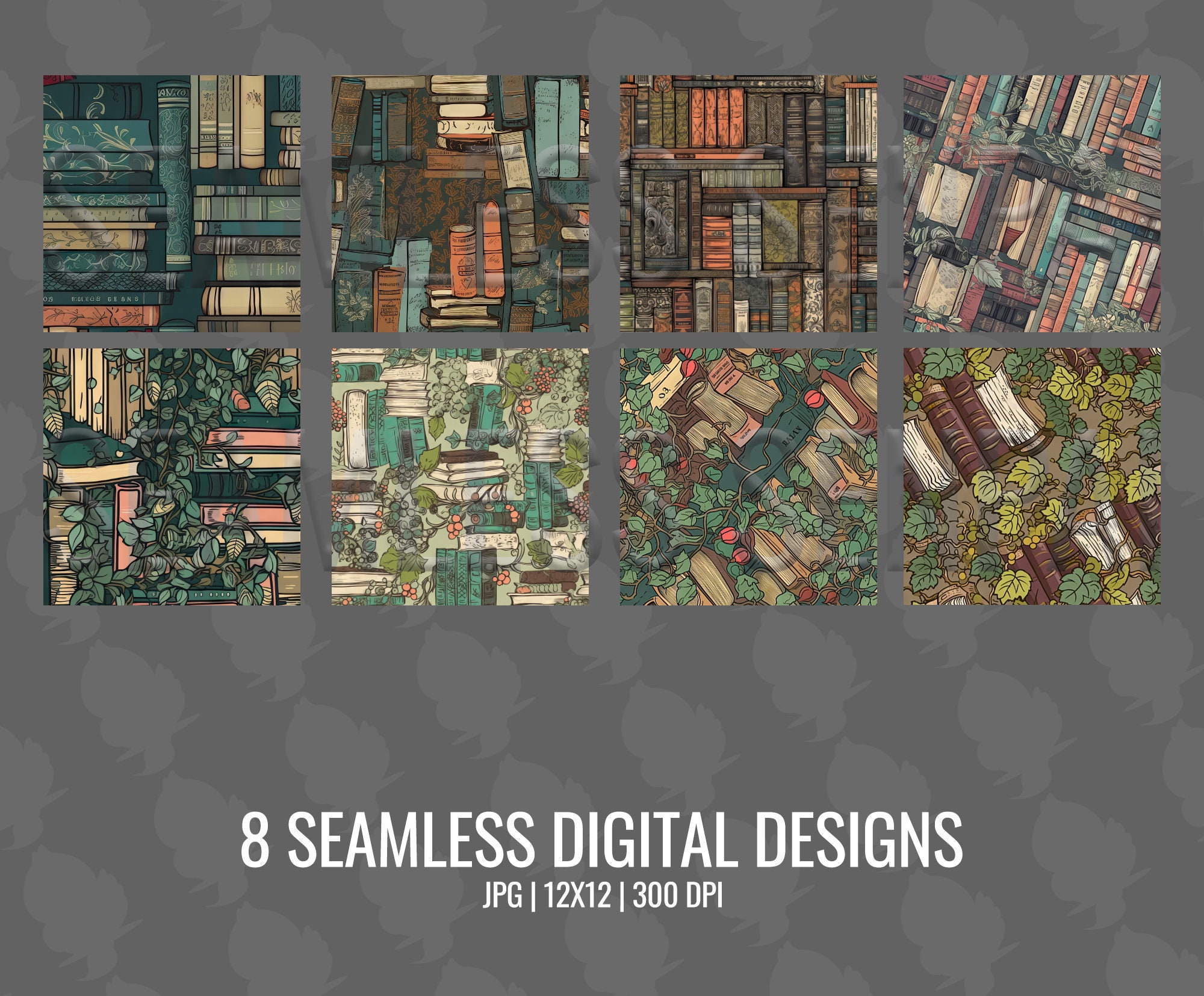 Library Books Digital Paper, Texture Backgrounds Printable Scrapbook ...