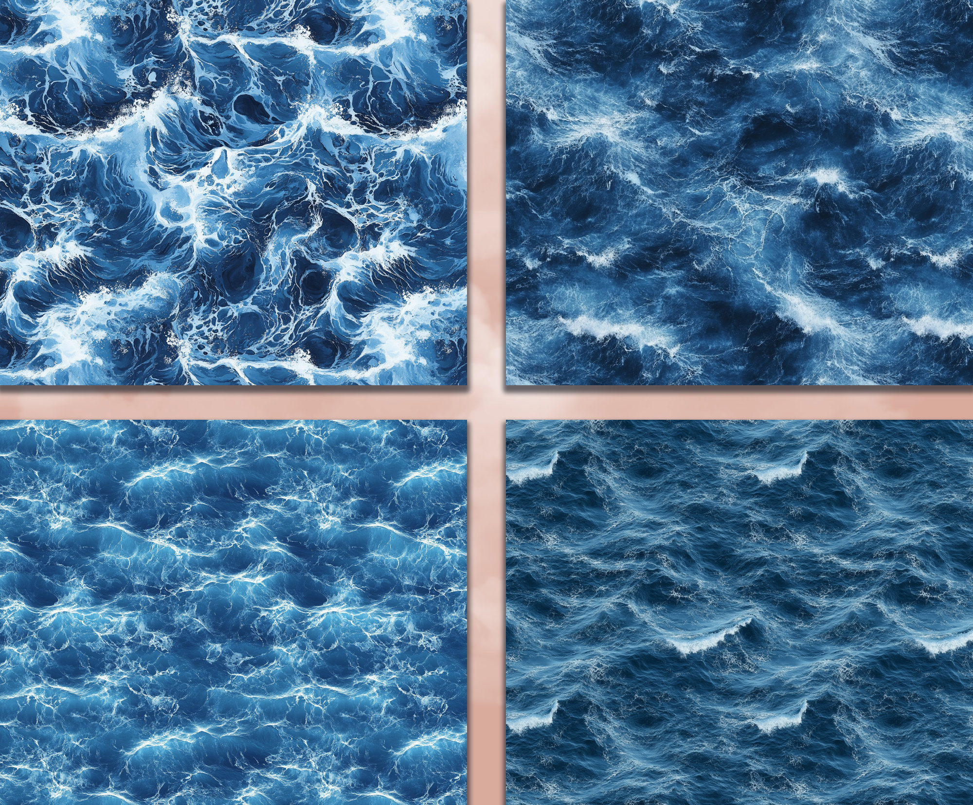 Ocean Waves Digital Paper Ocean Water Seamless Pattern Deep Blue Waves ...