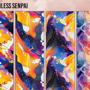 Abstract Paint Digital Paper: Rainbow Brush Stroke Seamless Patterns ...