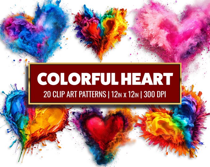 Colorful Hearts Clipart | Vibrant JPG Bundle (digital Download) Set of ...