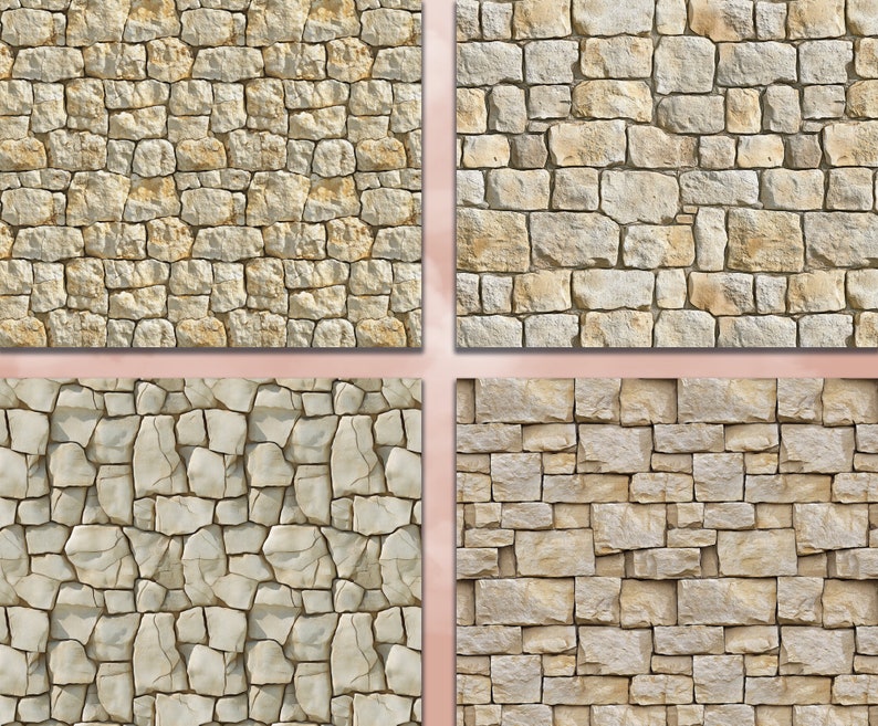 Seamless White Stone Wall Digital Paper Stone Texture Pattern Rock ...