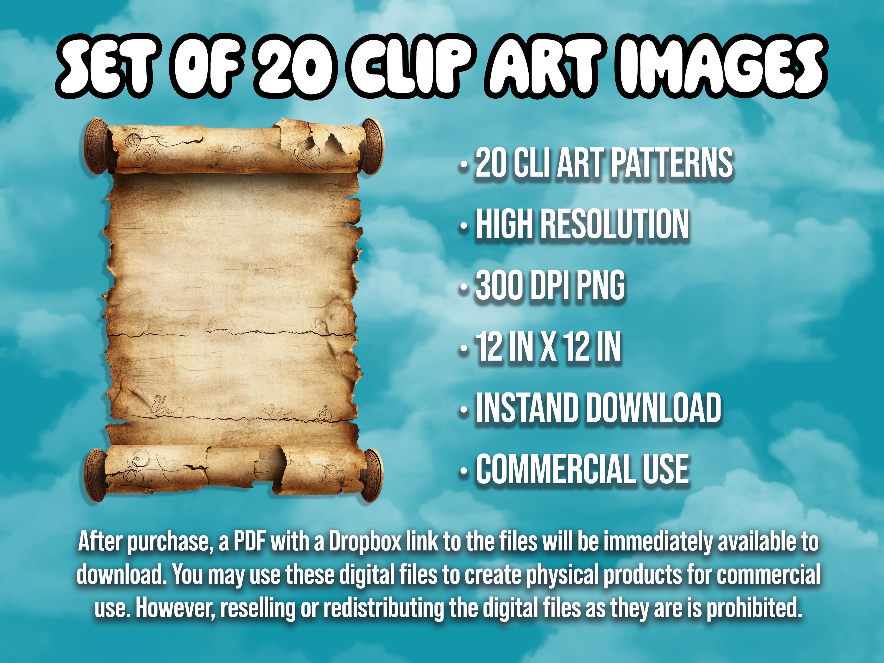 Medieval Scroll Clip Art Scroll Digital Paper Vintage Scroll Printable ...