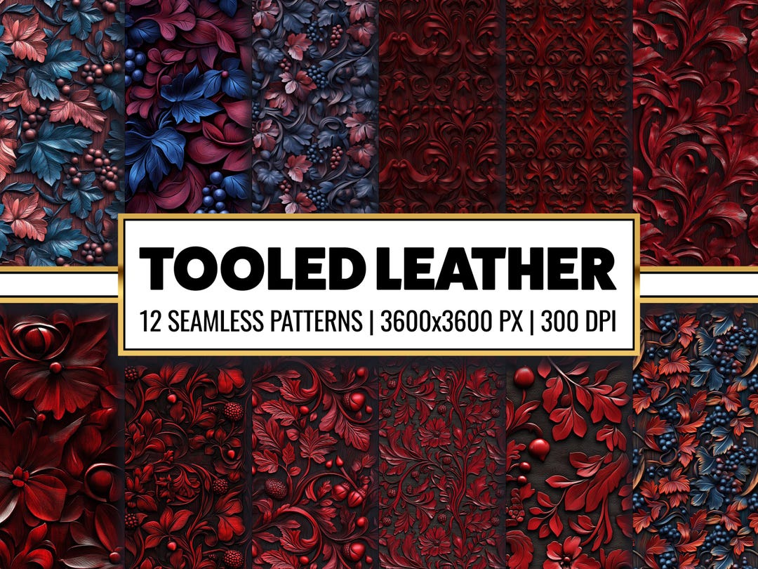 Tooled Leather Digital Paper Leather Seamless Pattern Embossed Leather ...