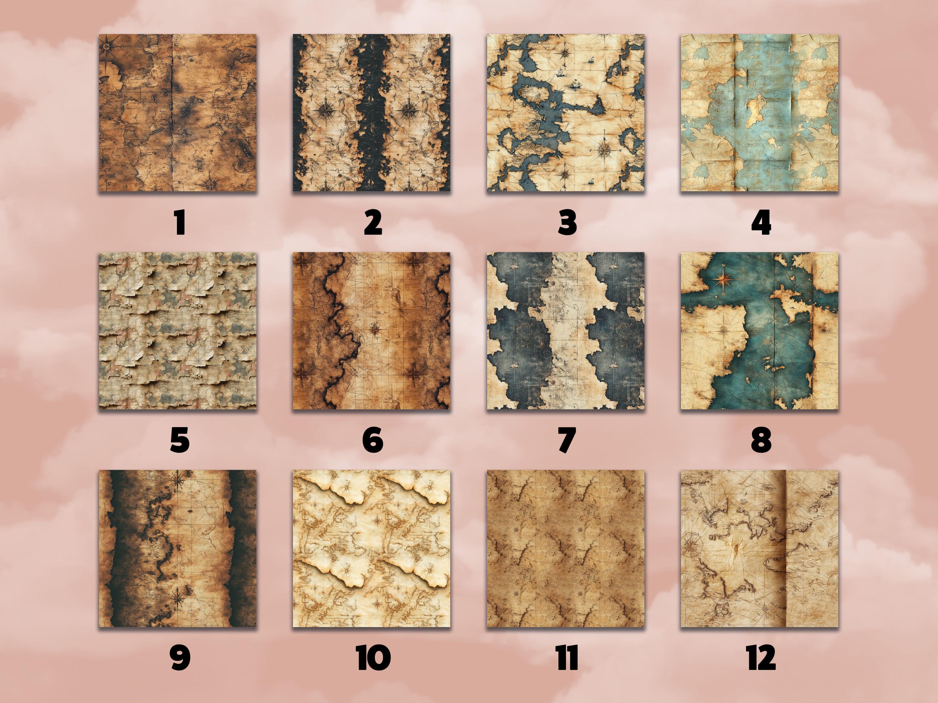 Nautical Map Digital Paper Vintage Map Seamless Pattern World Map Junk ...