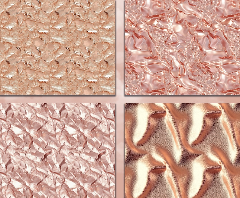 Rose Gold Digital Paper Metallic Blush Pink Seamless Pattern Rose Gold ...