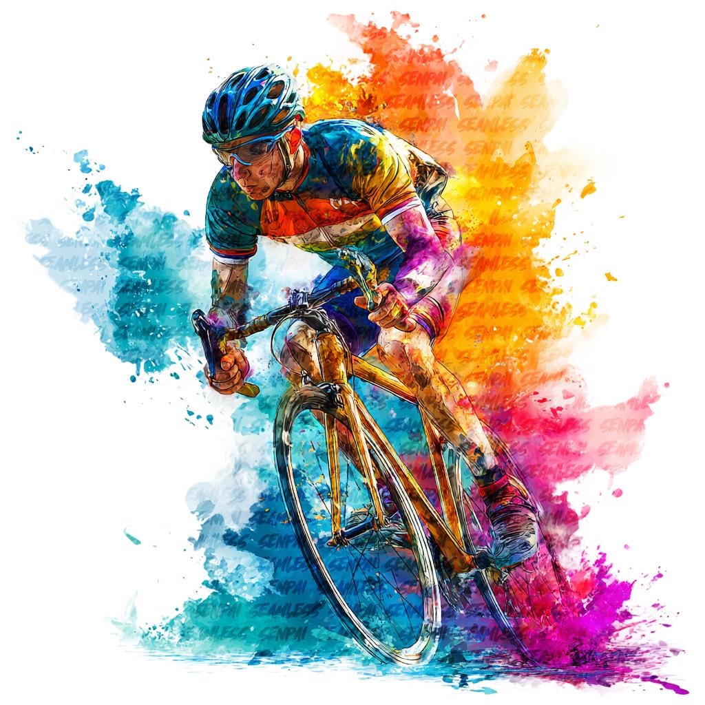 Watercolor Cyclist Clipart Colorful Sports Bike PNG Paper Craft Bundle ...