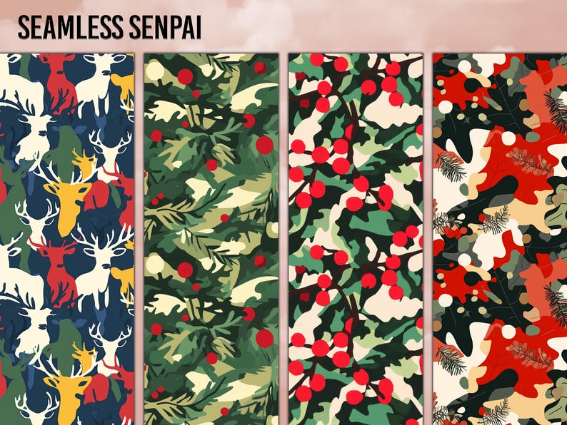 Christmas Camo Seamless Pattern Christmas Army Camo Digital Paper Xmas ...