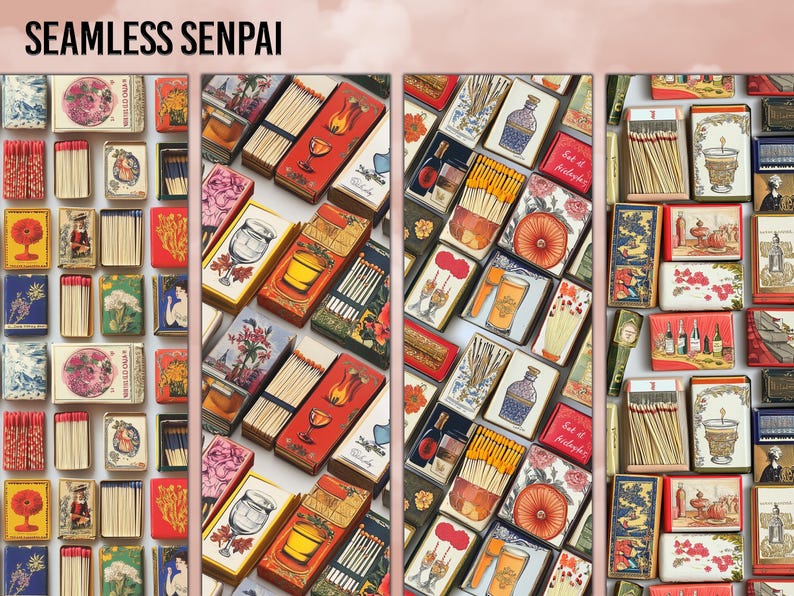 Vintage Matchbox Digital Paper: Seamless Scrapbook Patterns (digital ...