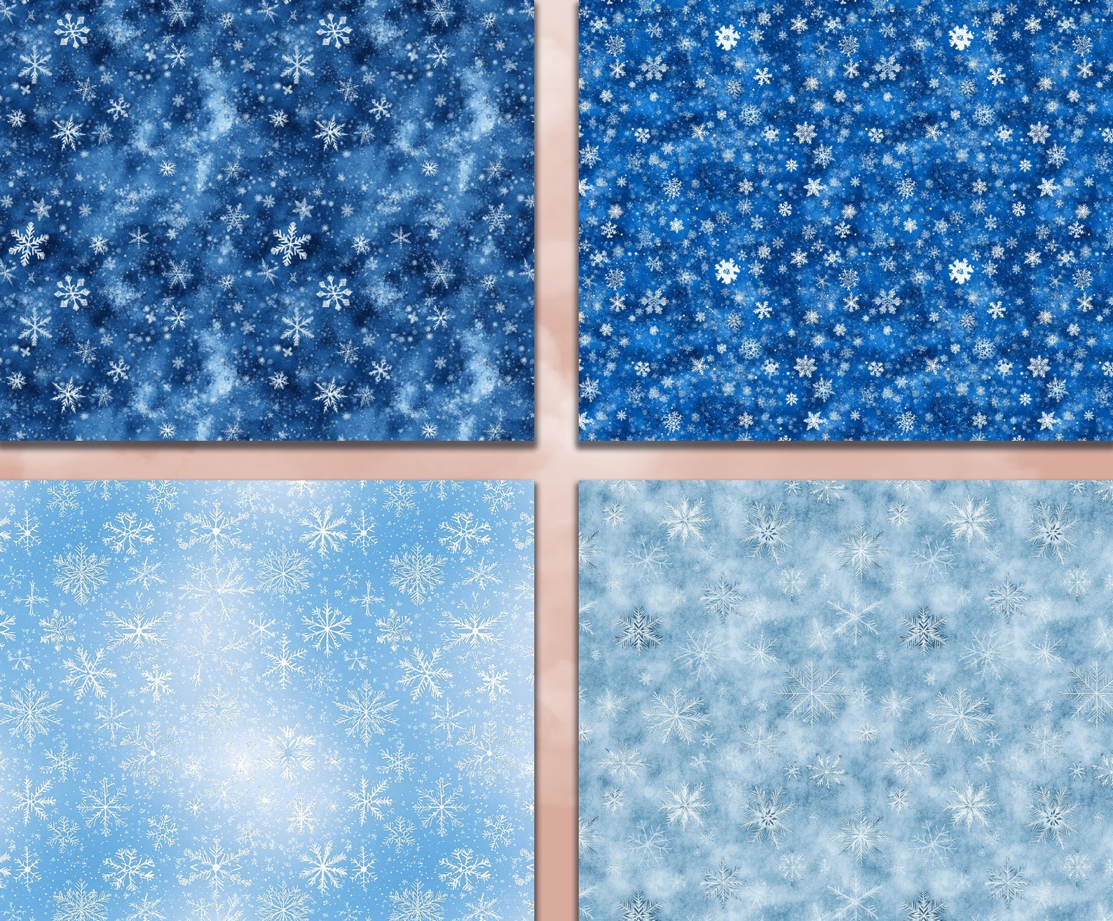 Winter Snowflake Digital Paper White Snow Seamless Pattern Christmas ...