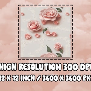Floral Pink Digital Paper Pack Rose Seamless Pattern White Flower ...