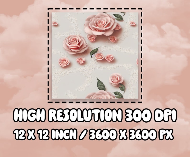 Floral Pink Digital Paper Pack Rose Seamless Pattern White Flower ...