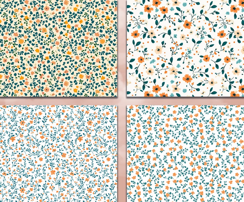Little Dainty Flower Seamless Digital Paper Flower Tile Pattern for ...