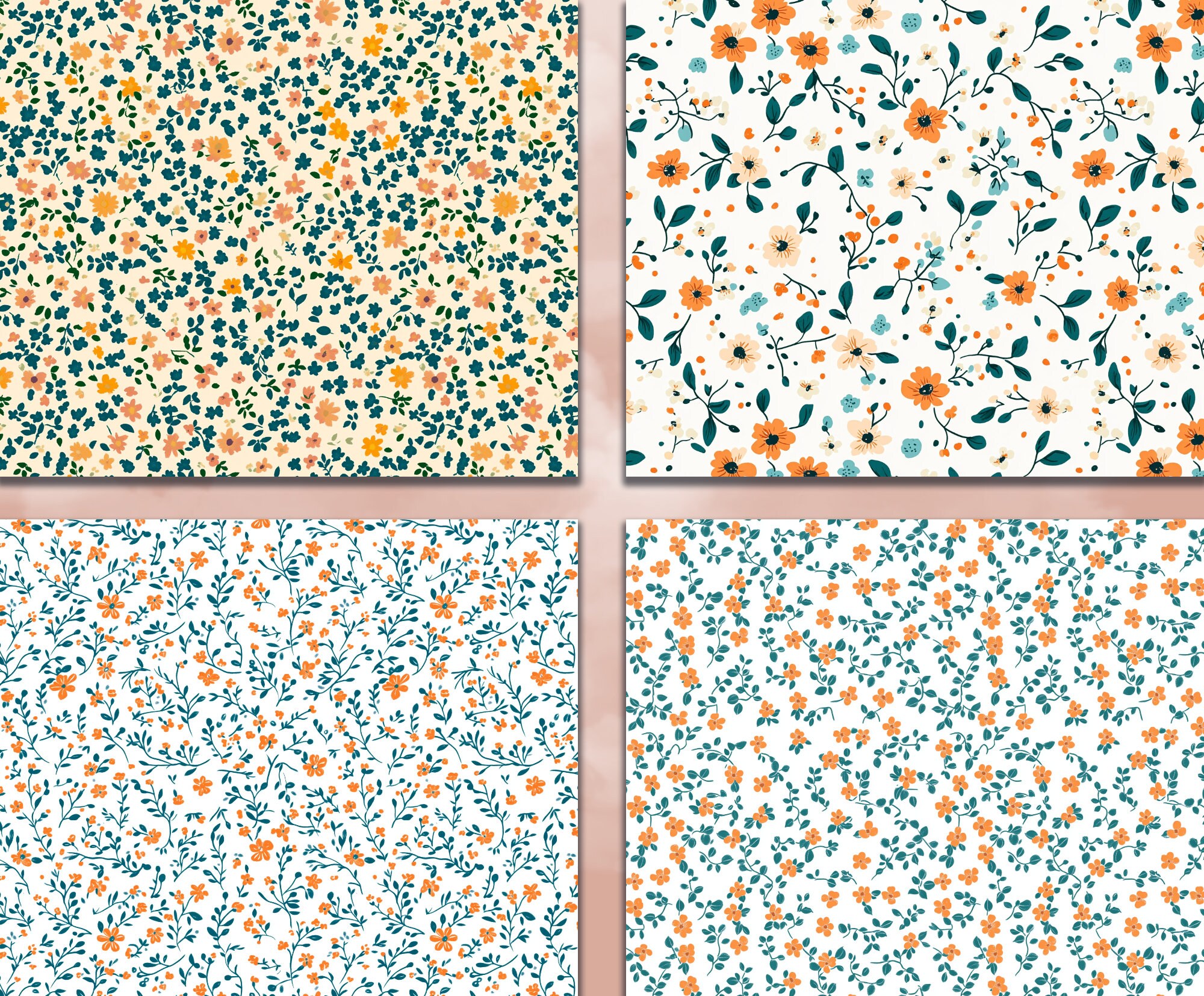 Little Dainty Flower Seamless Digital Paper Flower Tile Pattern for ...