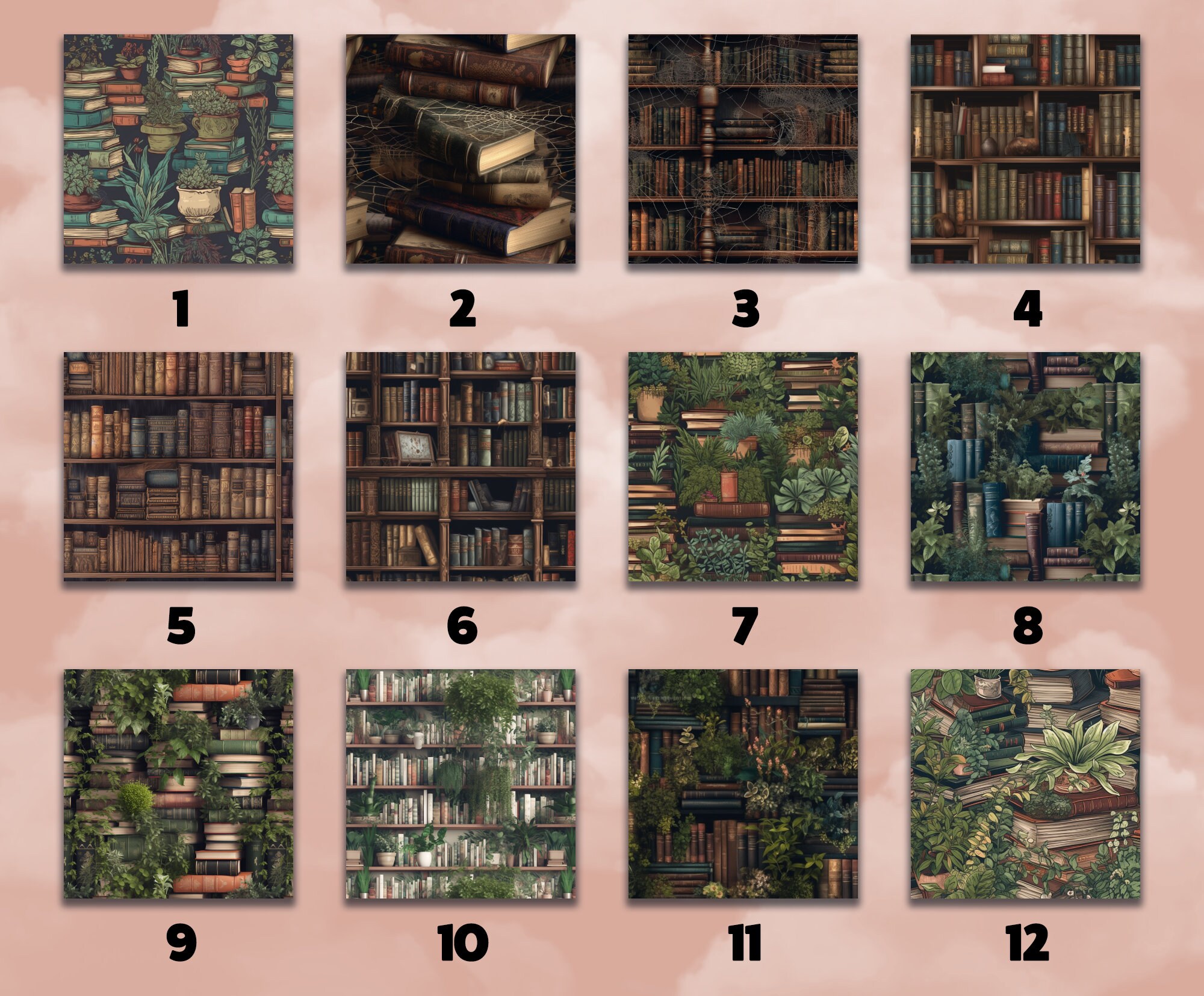 Library Books Digital Paper, Texture Backgrounds Printable Scrapbook ...