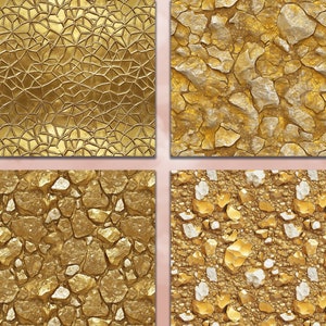 Gold Foil Digital Paper Gold Leaf Seamless Pattern Metallic Gold ...