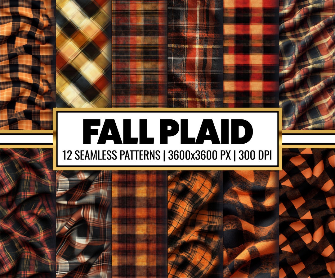 Fall Plaid Digital Paper Pack, Seamless Shabby Plaid Printable Pack ...