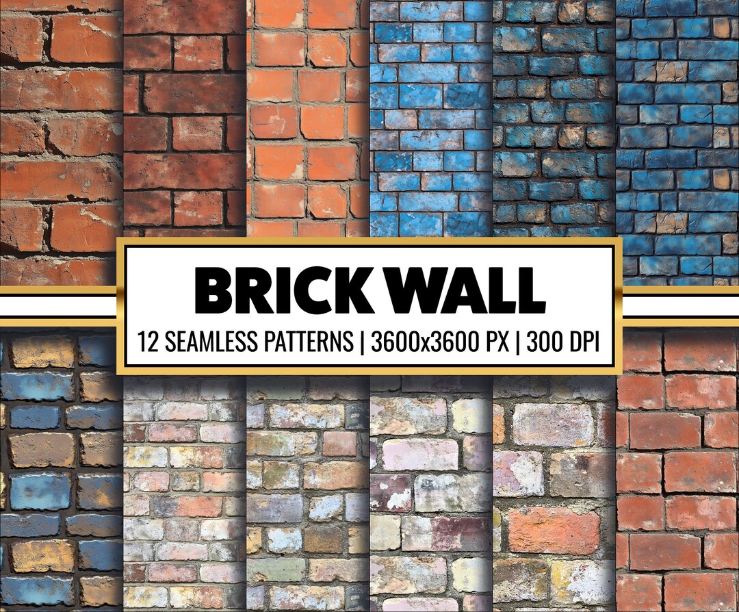 Brick Digital Paper Stone Seamless Pattern Brick Wall Texture Rustic ...