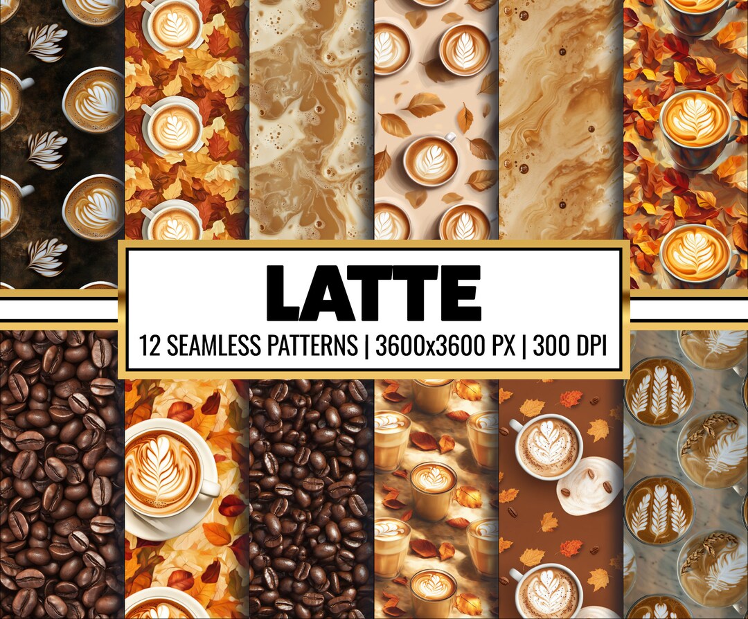 Cafe Latte Digital Paper Pack, Fall Late Printable Paper, Seamless ...