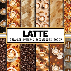 Cafe Latte Digital Paper Pack, Fall Late Printable Paper, Seamless ...
