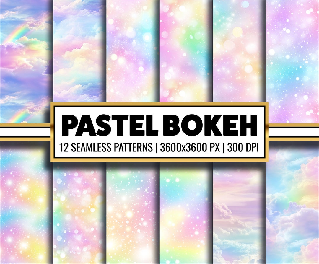 Rainbow Pastel Digital Paper Rainbow Bokeh Seamless Pattern Pastel Ombre Gradient Background ...