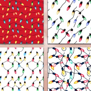 Christmas Lights Digital Paper: Seamless Xmas Light Patterns (digital ...