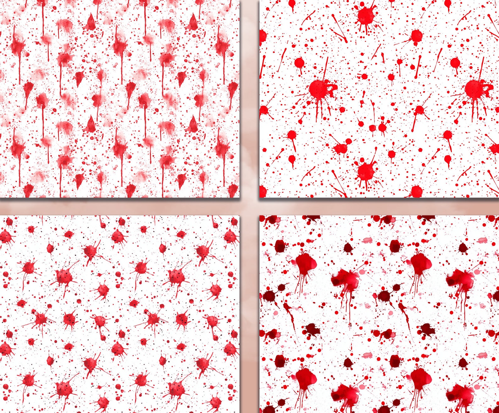 Blood Splatter Digital Paper Red Splatter Seamless Pattern Crime Scene ...