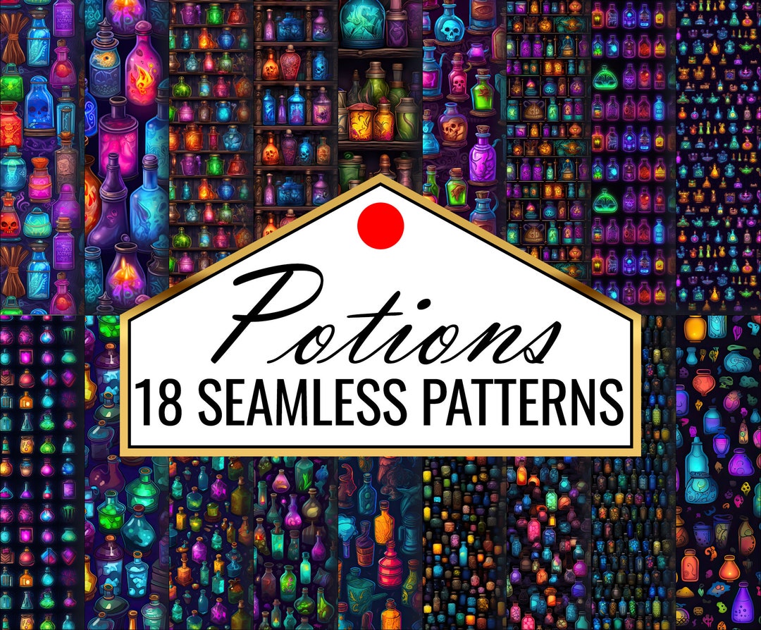 Assorted Neon Potions Digital Seamless Pattern - Etsy