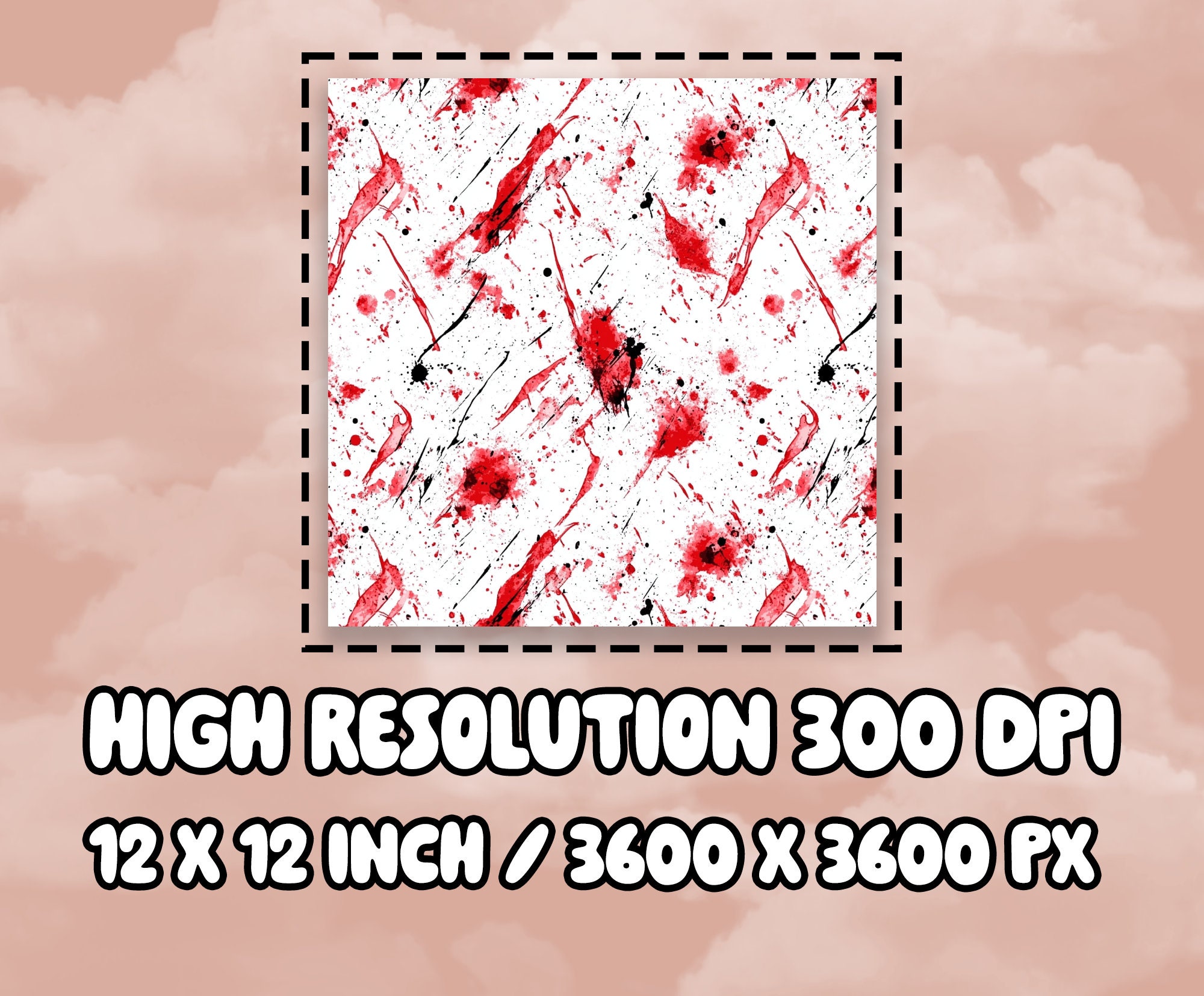 Blood Splatter Digital Paper Red Splatter Seamless Pattern Crime Scene ...