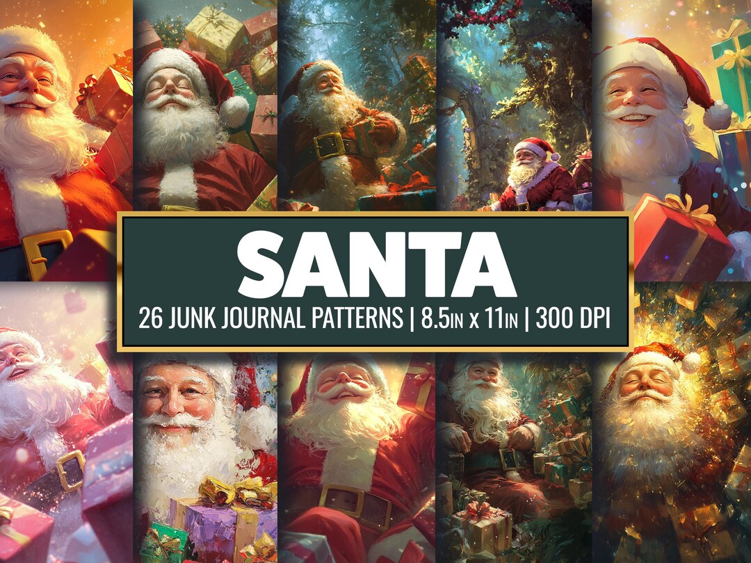 Santa Claus Christmas Digital Paper: 26 Xmas Scrapbook Backgrounds ...