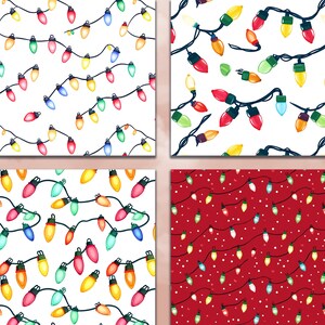 Christmas Lights Digital Paper: Seamless Xmas Light Patterns (digital ...