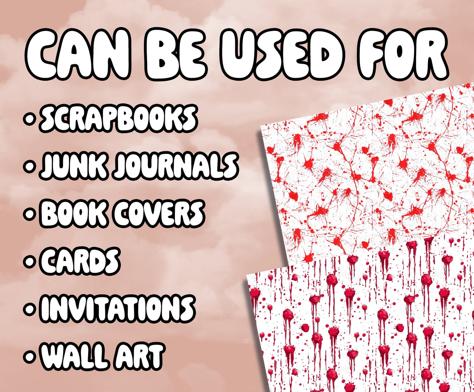 Blood Splatter Digital Paper Red Splatter Seamless Pattern Crime Scene ...