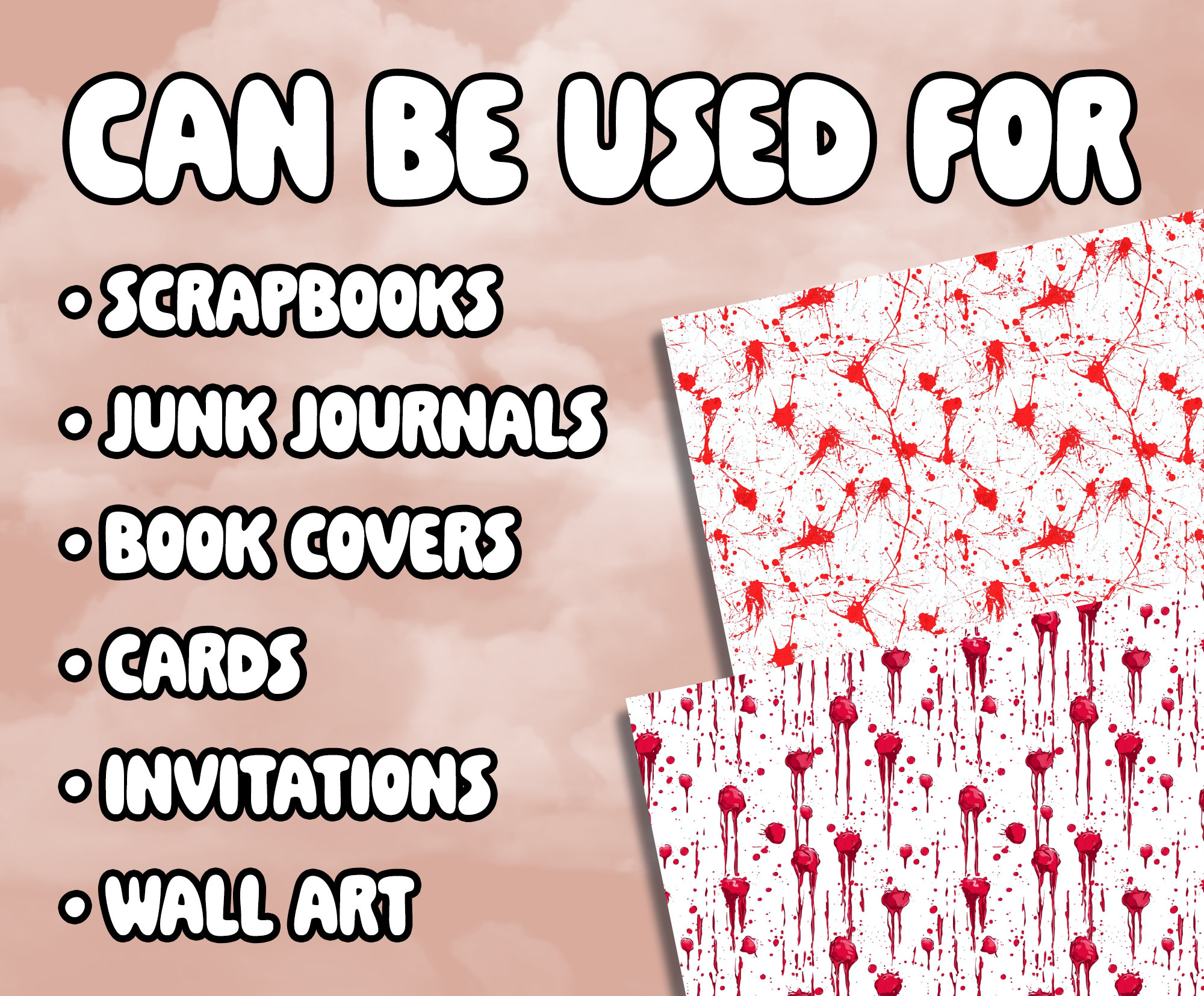 Blood Splatter Digital Paper Red Splatter Seamless Pattern Crime Scene ...
