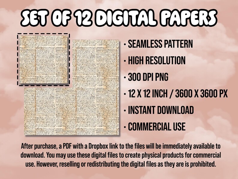 Vintage Handwriting Digital Paper Script Writing Seamless Pattern Old ...