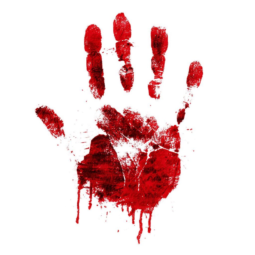 Watercolor Blood Hand Print Clipart Crime Scene Decor Watercolor Horror ...