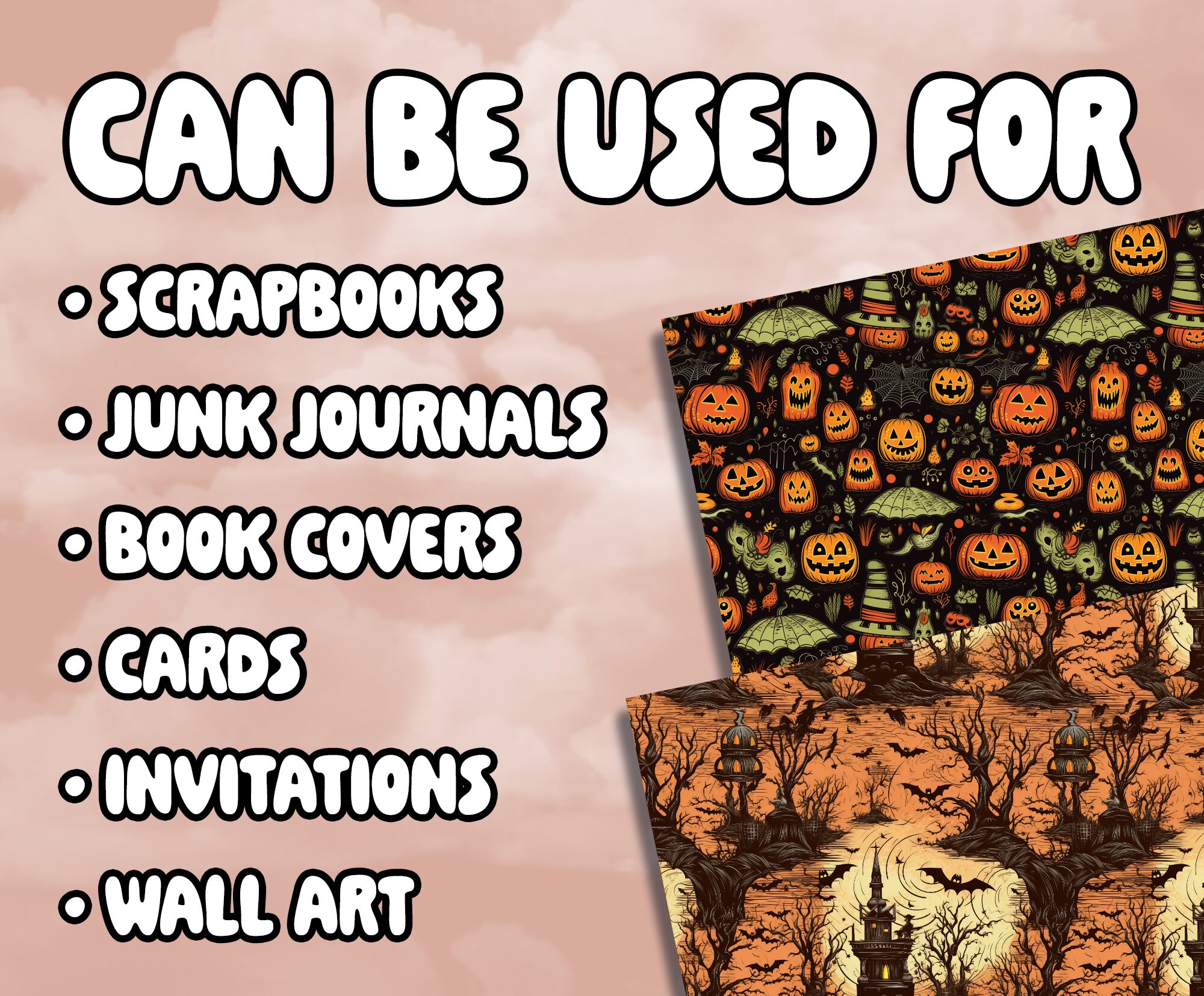 Retro Halloween Digital Paper Retro October Pattern Cute Halloween ...