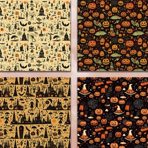 Retro Halloween Digital Paper Retro October Pattern Cute Halloween ...