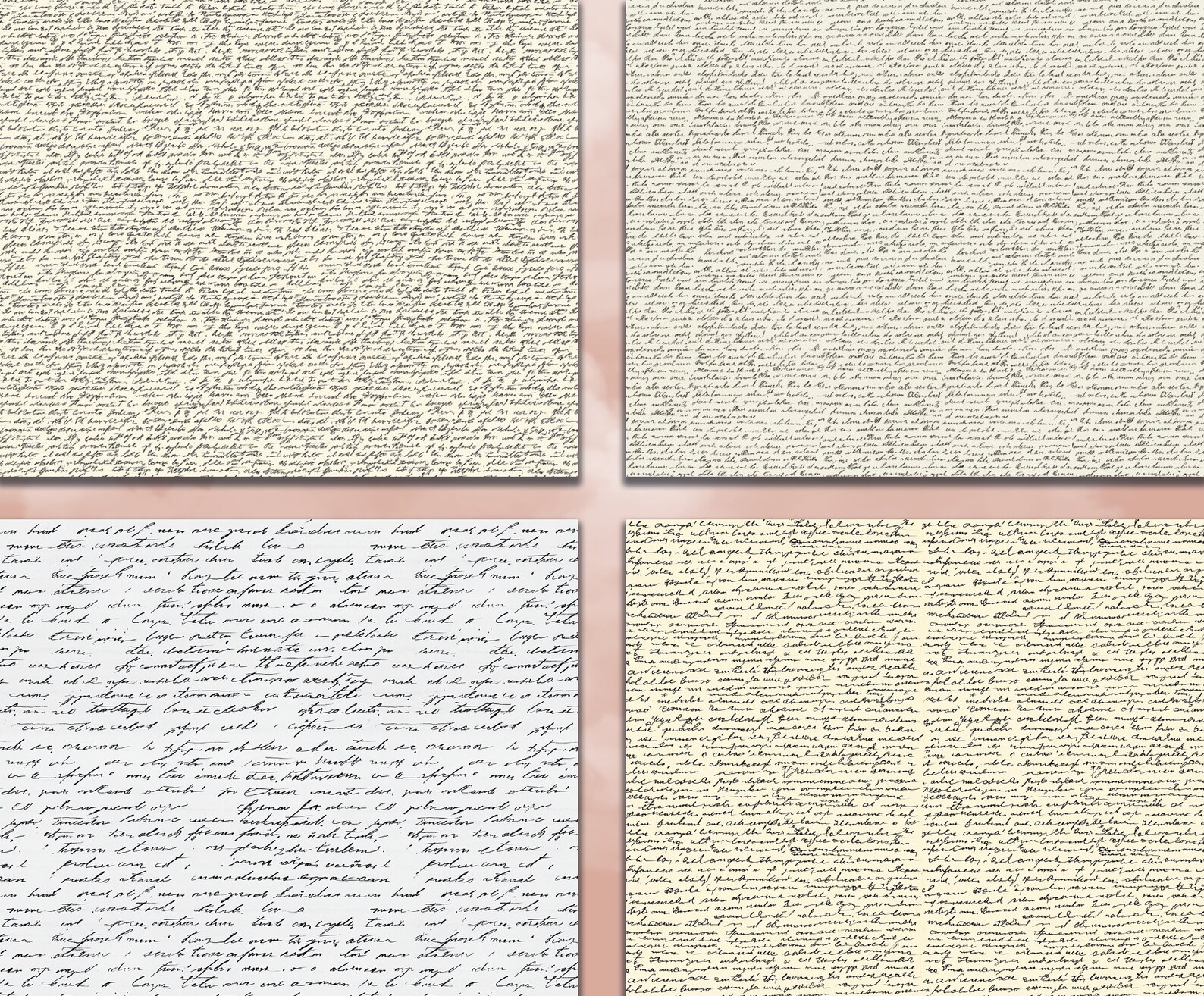 Vintage Handwriting Digital Paper Script Writing Seamless Pattern Old ...