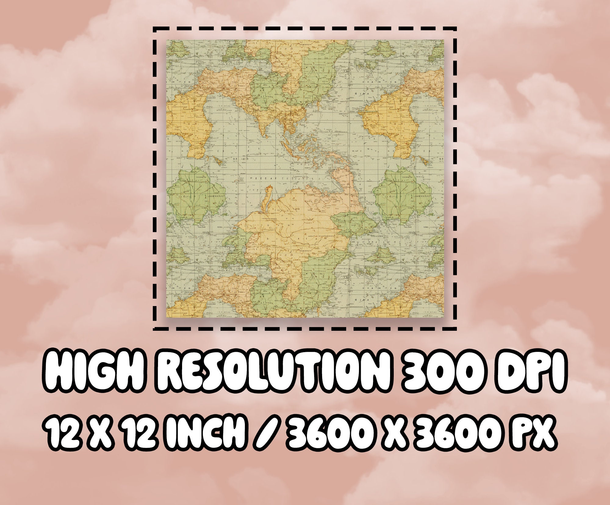 Antique Map Digital Paper Vintage Map Seamless Pattern Fantasy Map ...