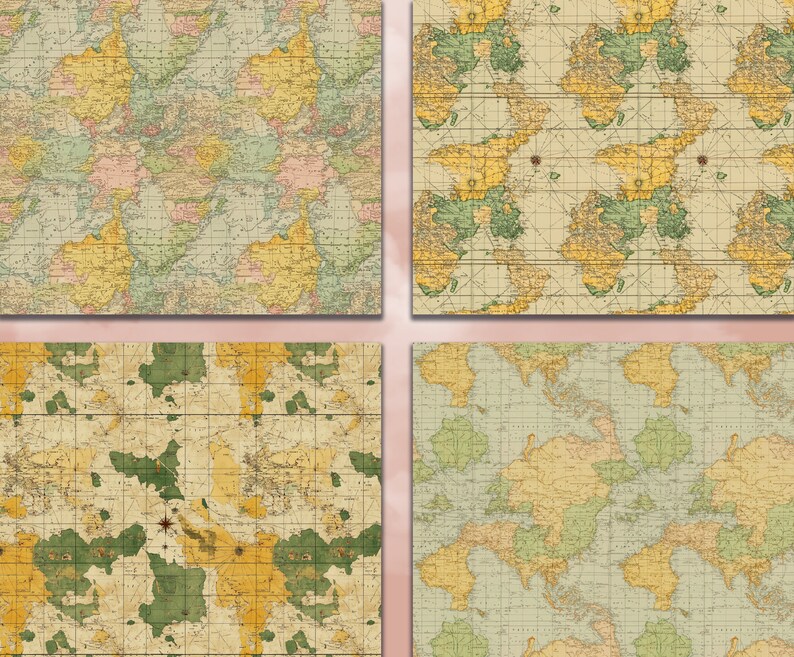 Antique Map Digital Paper Vintage Map Seamless Pattern Fantasy Map ...